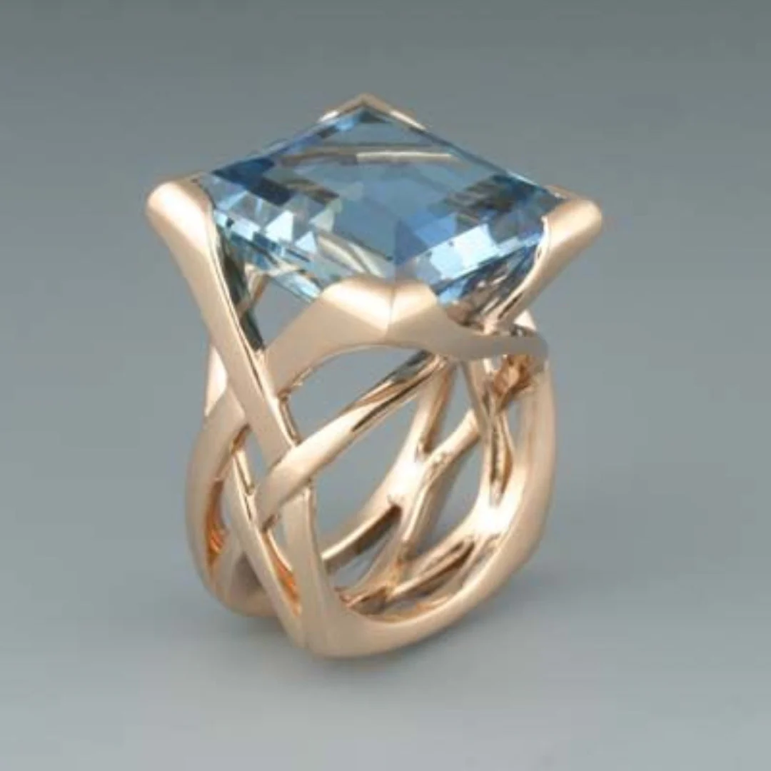 Vintage Gold Blue Zirconia Ring – Matilda&Milo Jewels