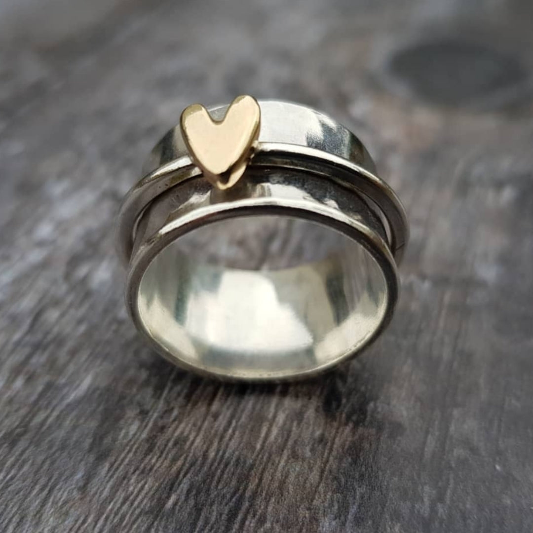 Golden Heart Silver Ring – Matilda&Milo Jewels
