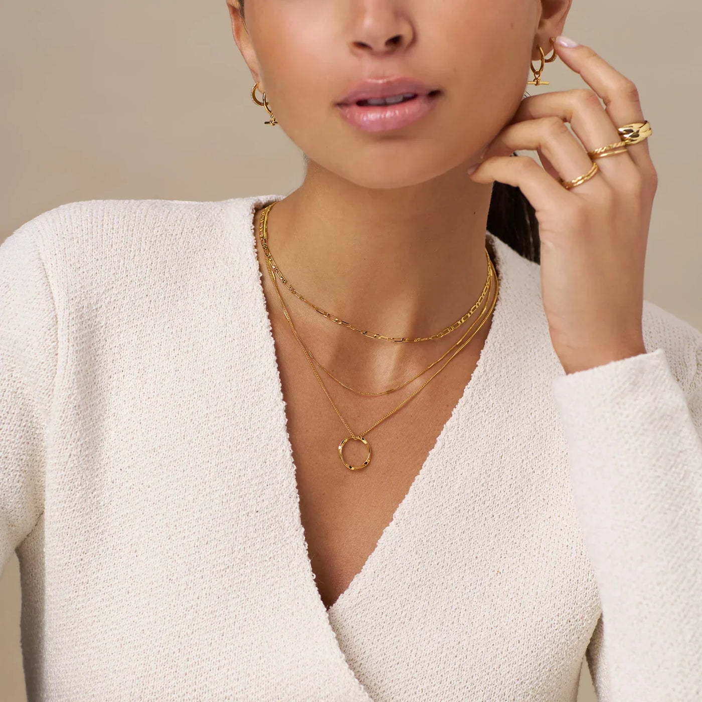 Open Circle Three Row Necklace | Gold – Matilda&Milo Jewels