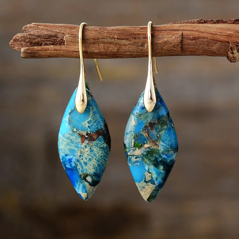 Earthy Jasper & Gold Teardrop Earrings – Matilda&Milo Jewels